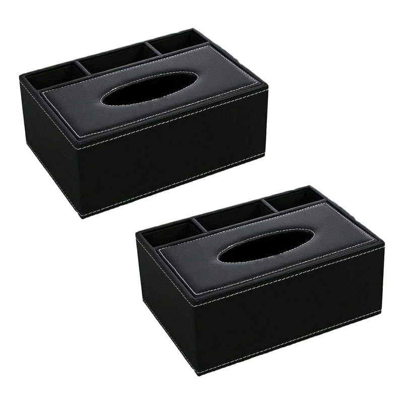 PU Tissue Box Multifunctional Desktop Organizer (Black) - Walmart.com