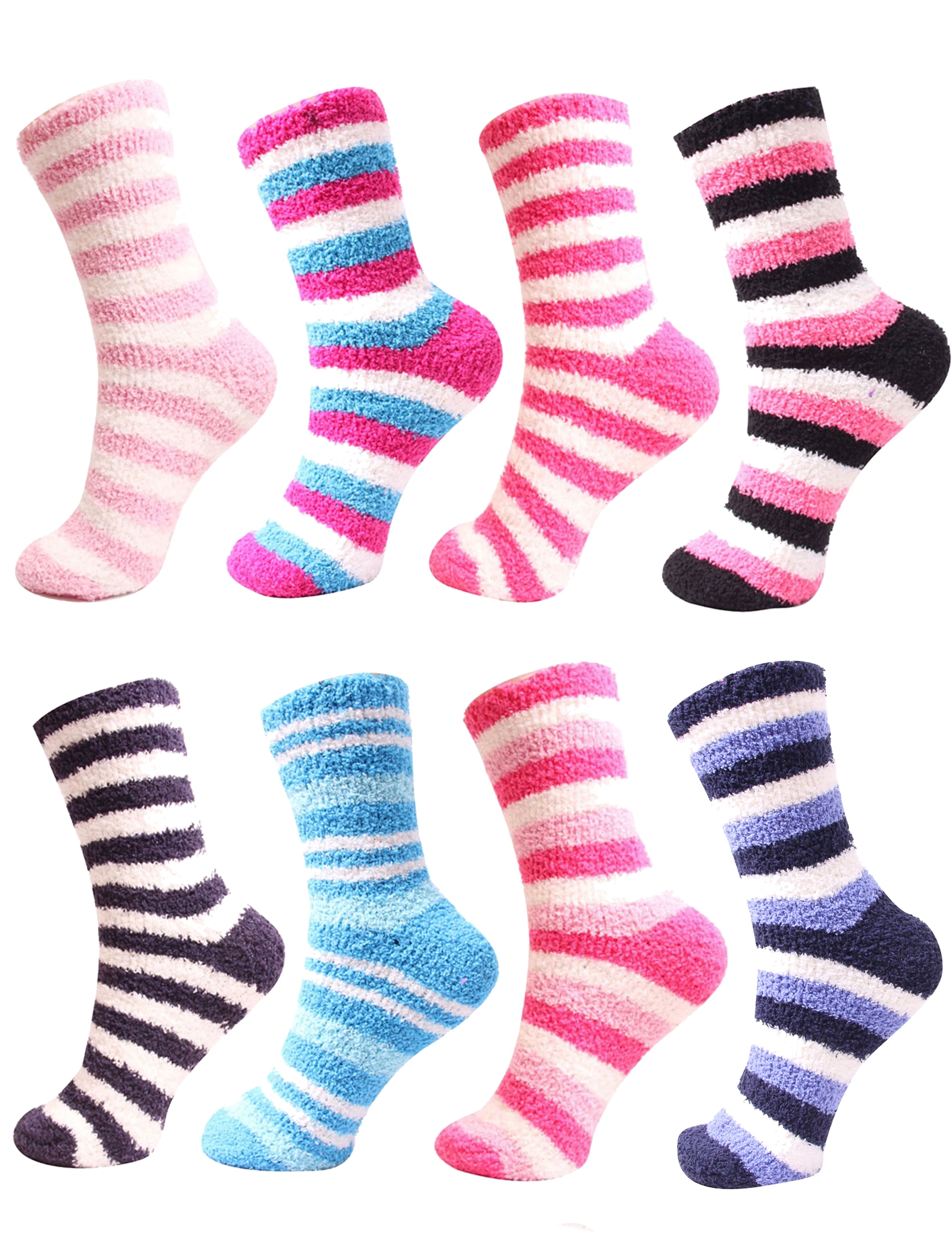 Bamboomn Womens Super Fuzzy Crazy Colorful Fun Cute Cozy Striped