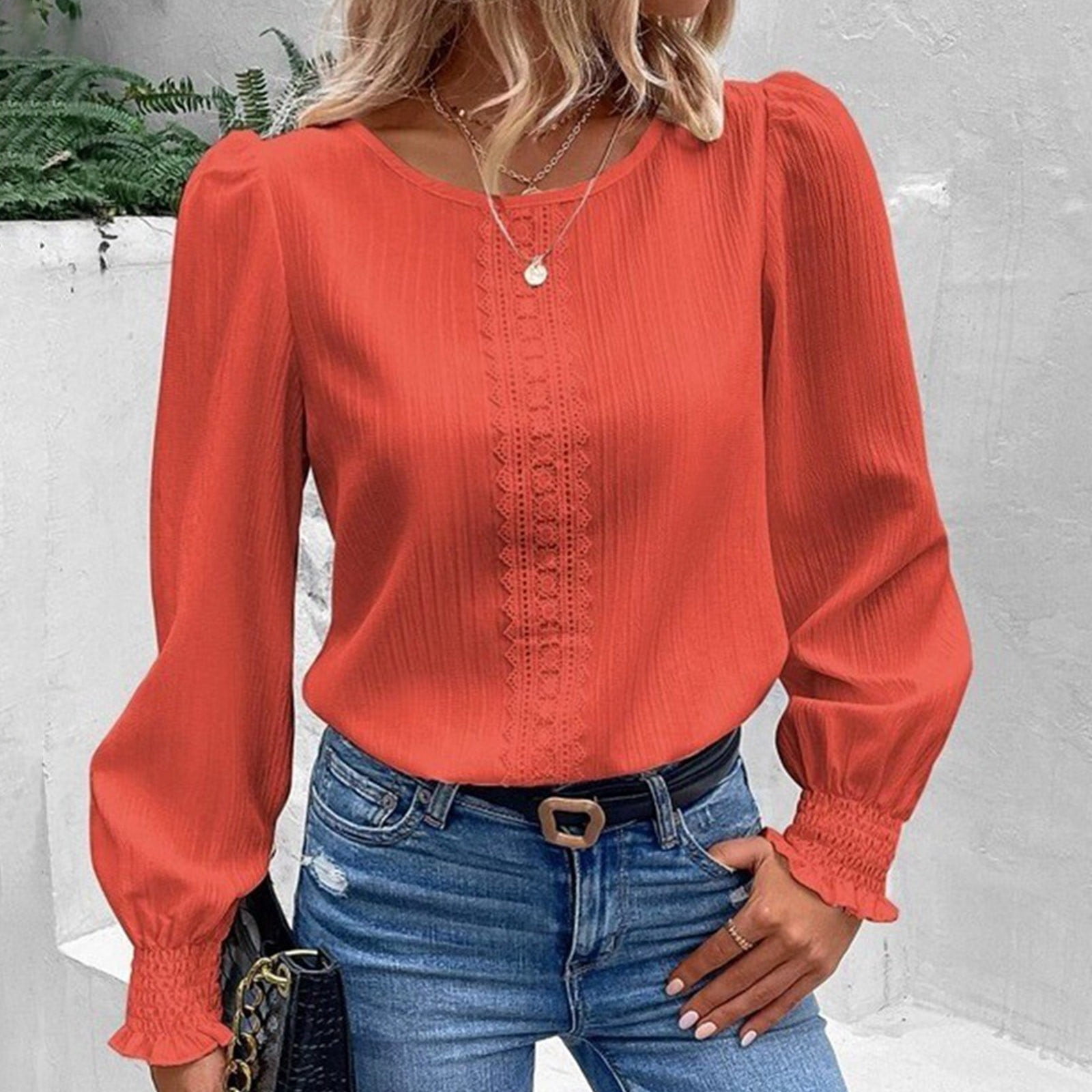 Click here for Rxirucgd Womens Casual Solid Color Lace Patchwork... prices