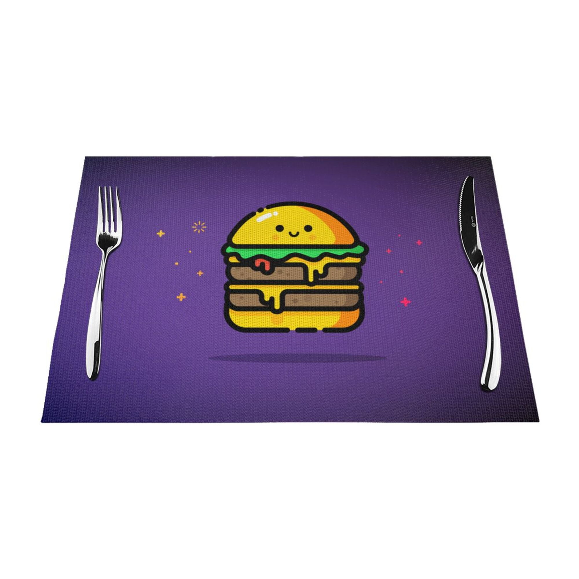 XMXY Woven Placemats Set of 6 PCS, Funny Burger Table Mats Washable ...
