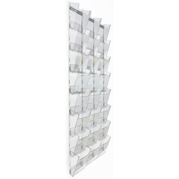 Tiered Magazine Rack for Wall Mount Use, 24 Pockets, 3 Columns of 8 ...