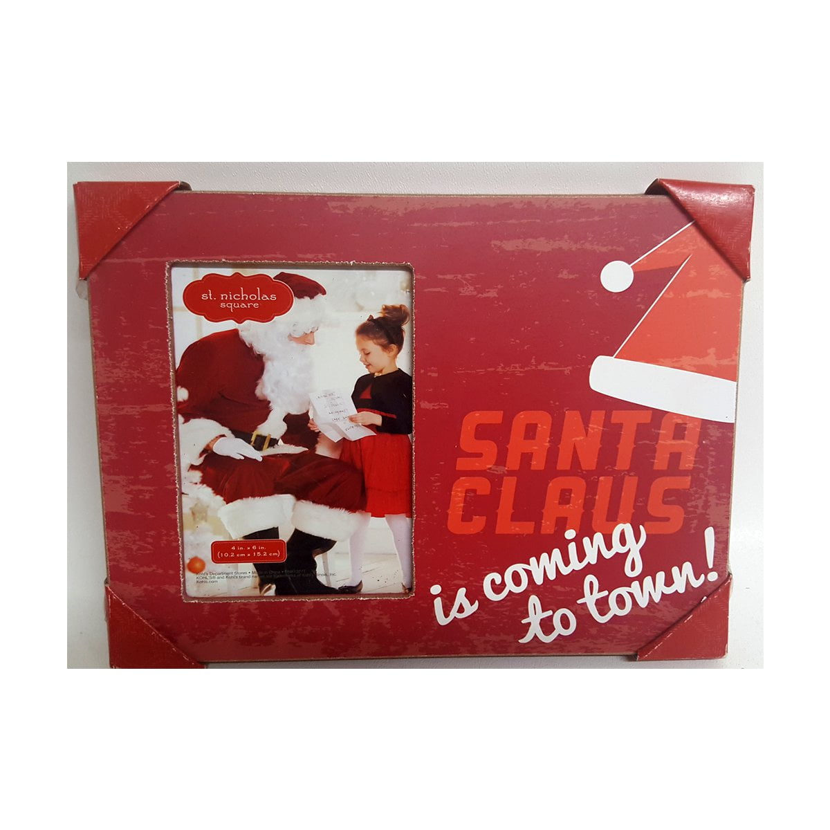 St. Nicholas Square Santa Claus Is Coming To Town Rustic Red Wood 4 x6 ...