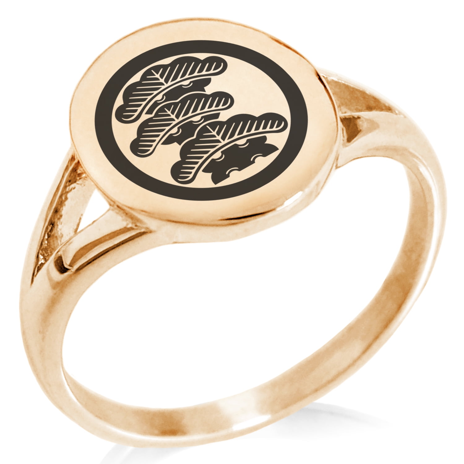 Stainless Steel Three-Tiered Pine Kamon Crest Minimalist Oval Top ...