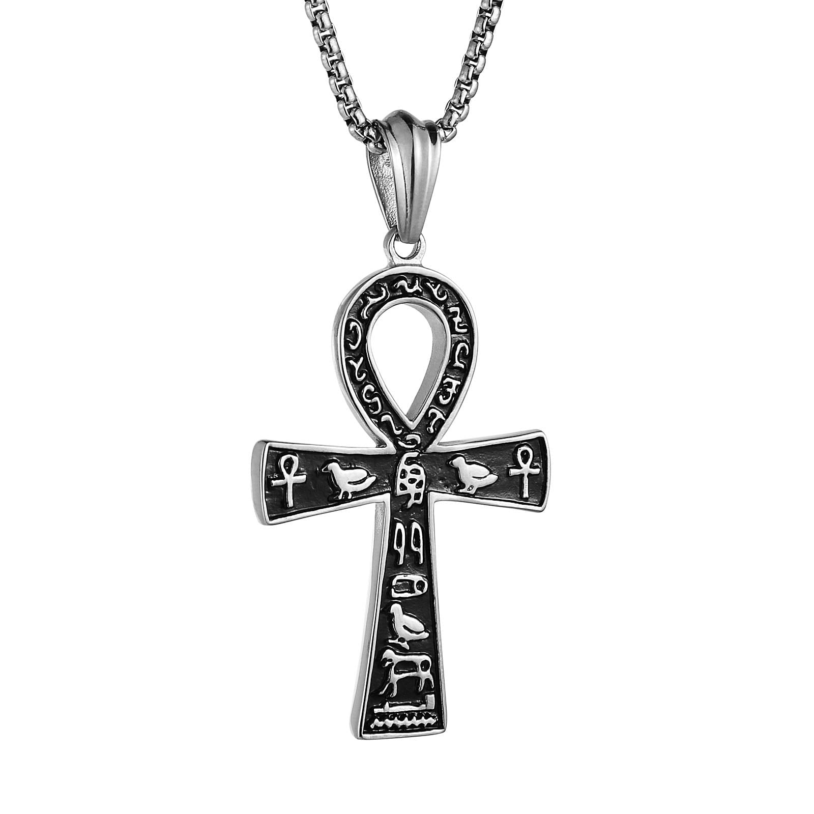 HZMAN Stainless Steel Large Ankh Cross Pendant Ancient Egyptian ...