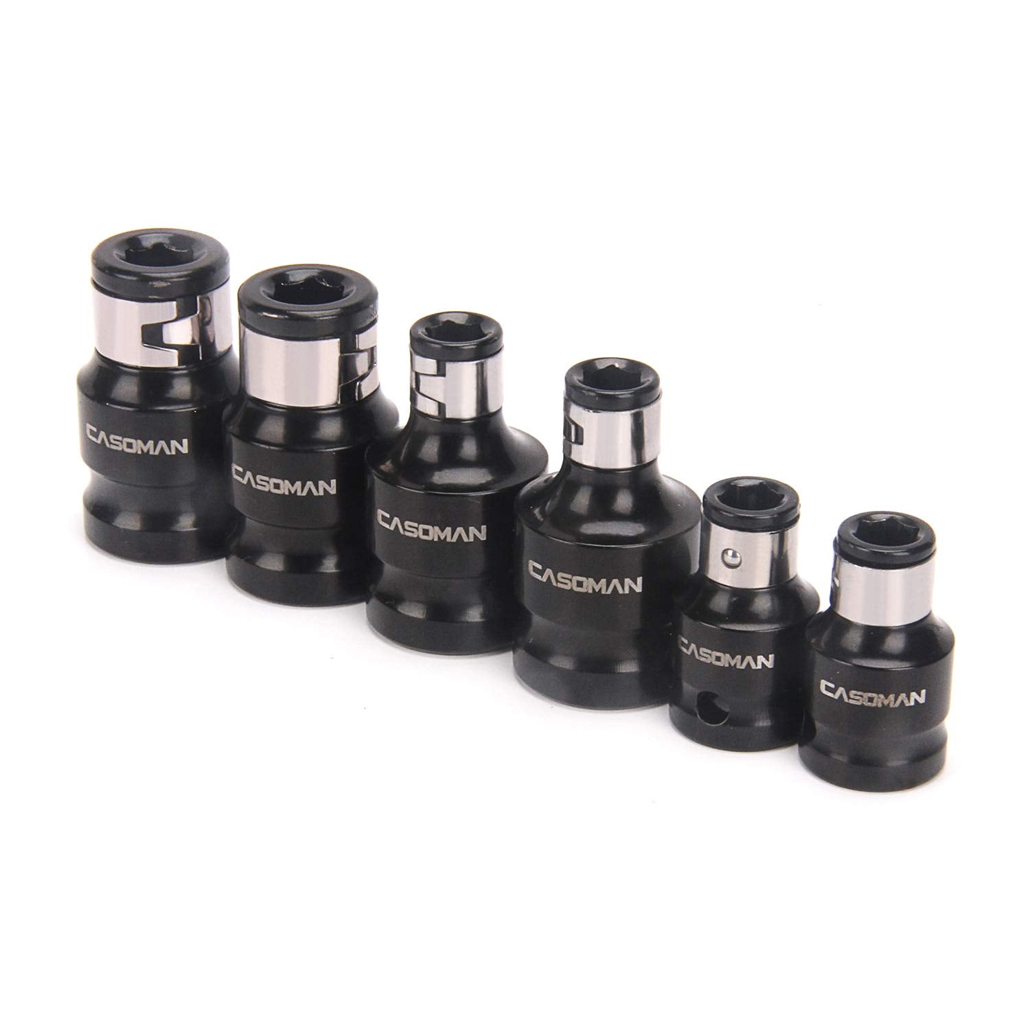 CASOMAN Bit Socket Adapter Set -1/4"Hex *3/8" Dr. 1/4"Hex*1/2" Dr., 5/ ...