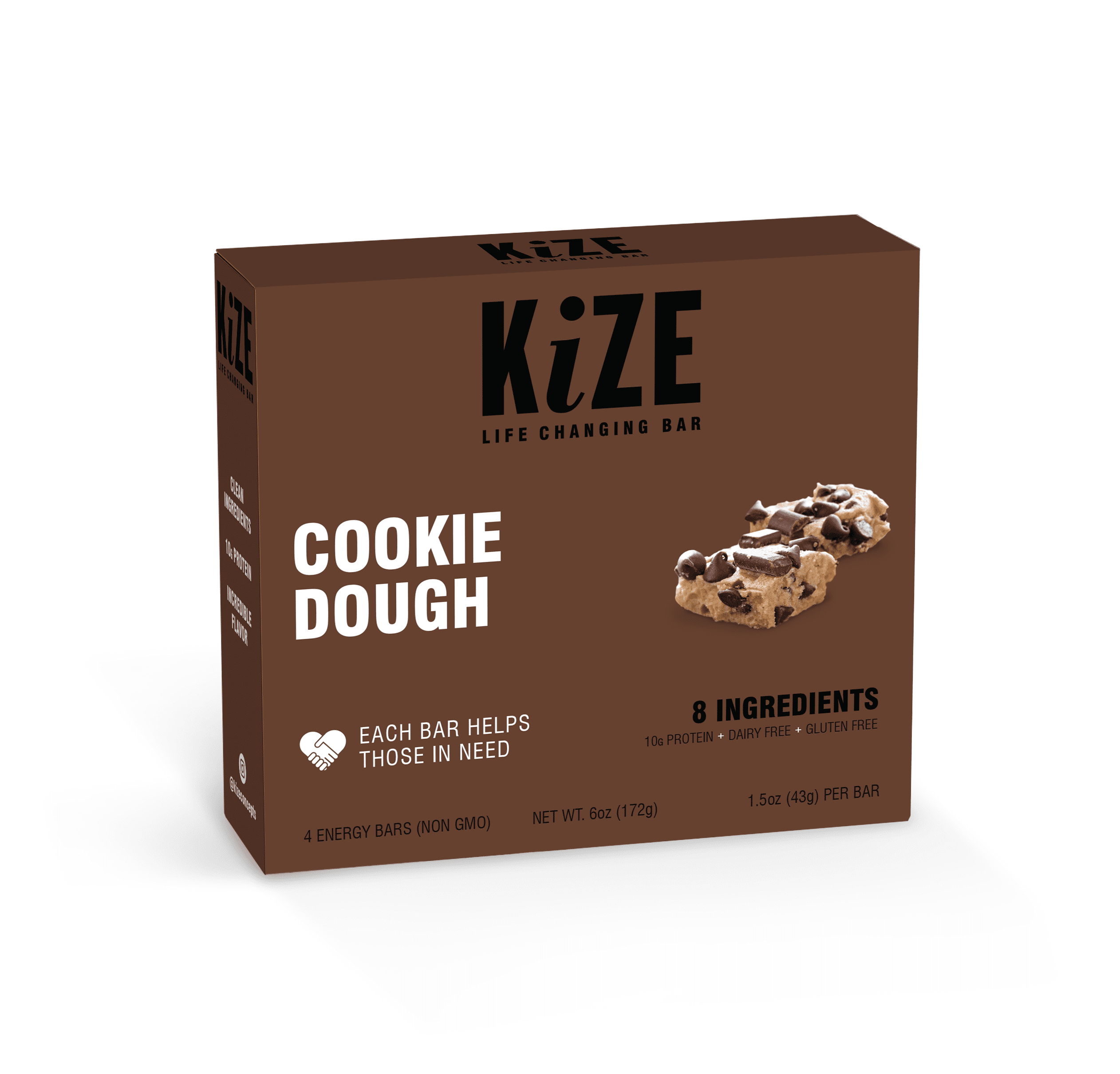 Kize Life Changing Bar, Cookie Dough, 4 Energy Bars, 1.5 Oz each ...