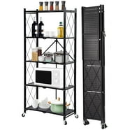 Vebreda 4-Tier Storage Shelf Foldable Metal Shelving Units with Wheels ...