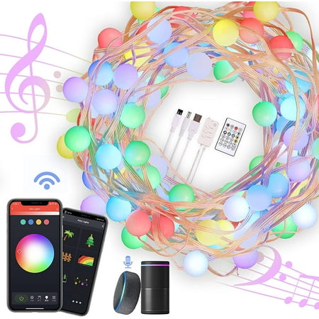 Smart Fairy Lights Smart Globe String Lights USB ,RGB Color Timer ...
