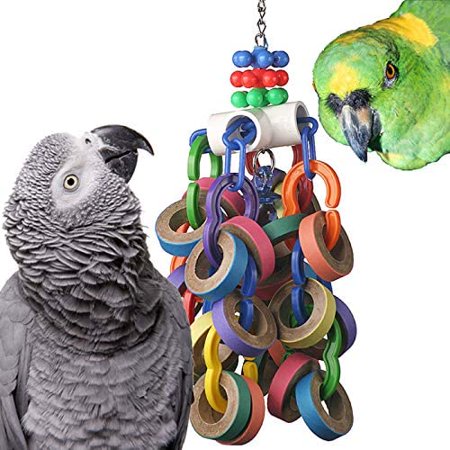 Chewable Paper Bagel Cascade Bird Toy with Colorful Plastic Chains 1 ...