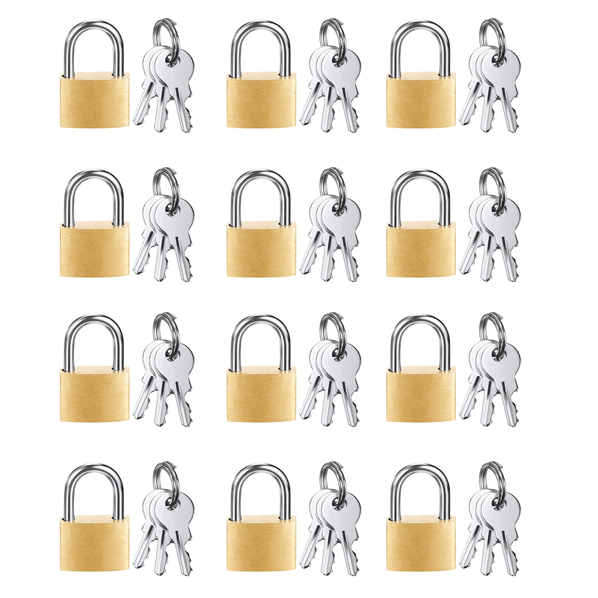 Unbranded 12 Pack Mini Padlock Small Padlock Solid Brass Locks With 3 Key For Luggage Lock backpack gym Locker Lock suitcase Lock 1.25 X 0.78 X 0.15 I