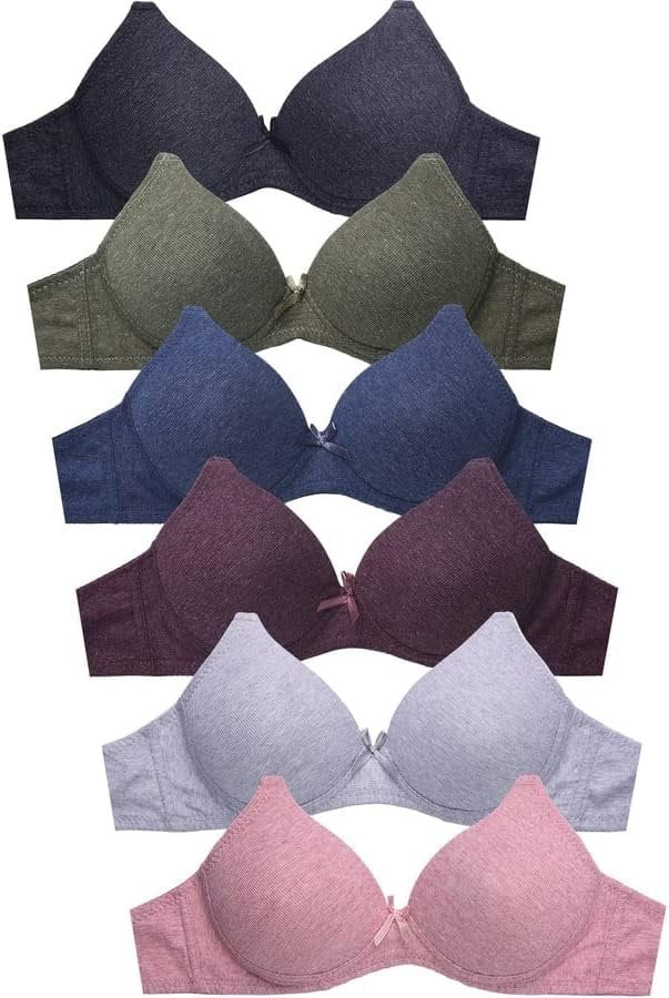 Women's Basic Plain Lace Bras Petite to Plus Size Pack of 6- Various ...