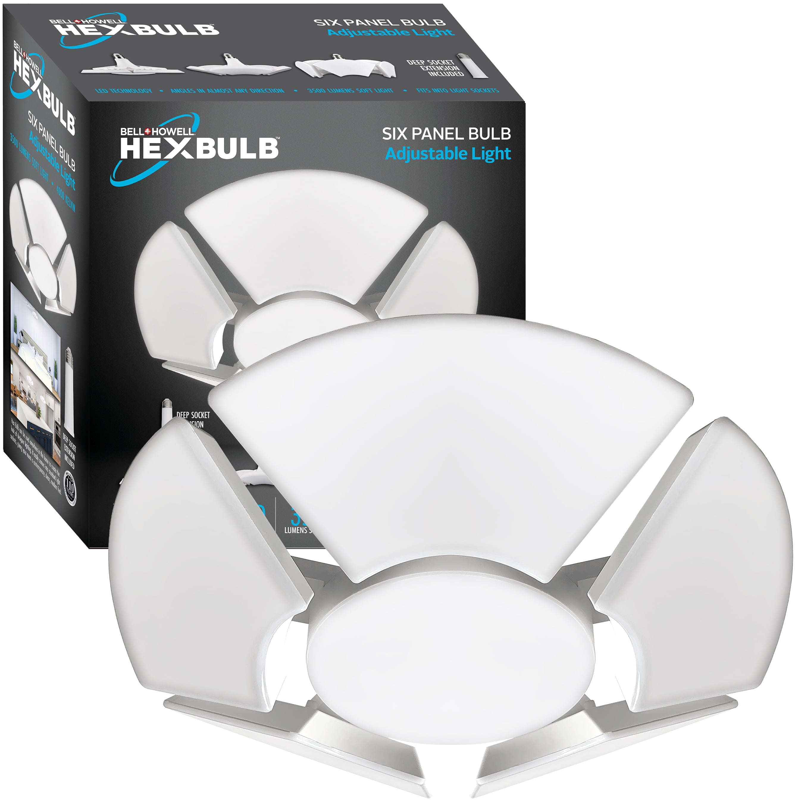 Bell and Howell Hex Bulb Ultra Bright 6 Panel Bulb LED Light Bulbs, 60 ...