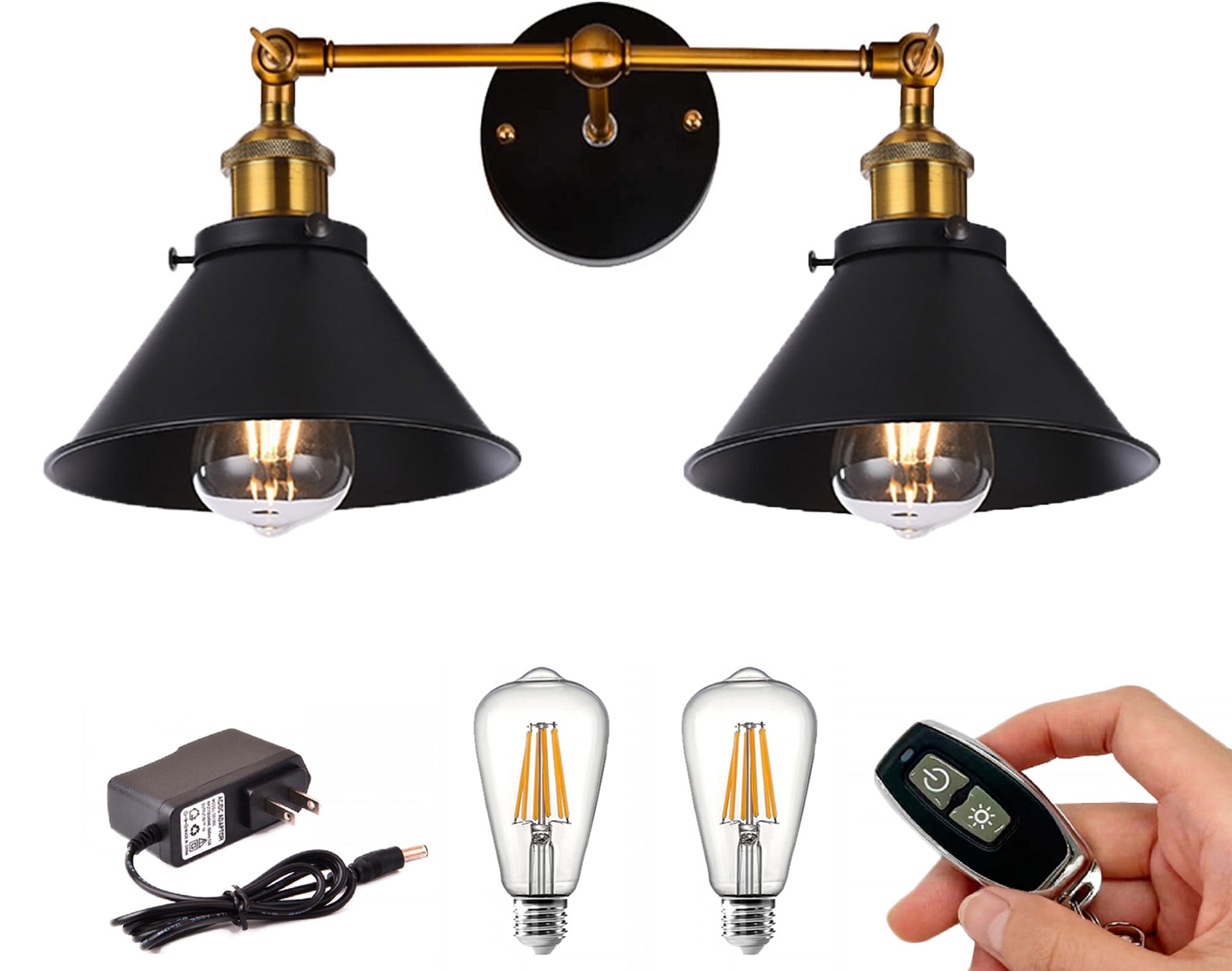 FSLiving Battery Operated Wall Sconce Rechargeable Battery Run Low-Volt ...