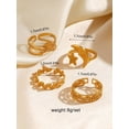 4pcs Yellow Gold-Tone Star Moon Open Ring Set Stainless Steel Fashion ...