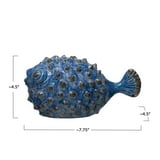 Creative Co-Op Stoneware Puffer Fish, Blue Reactive Glaze (Each One ...