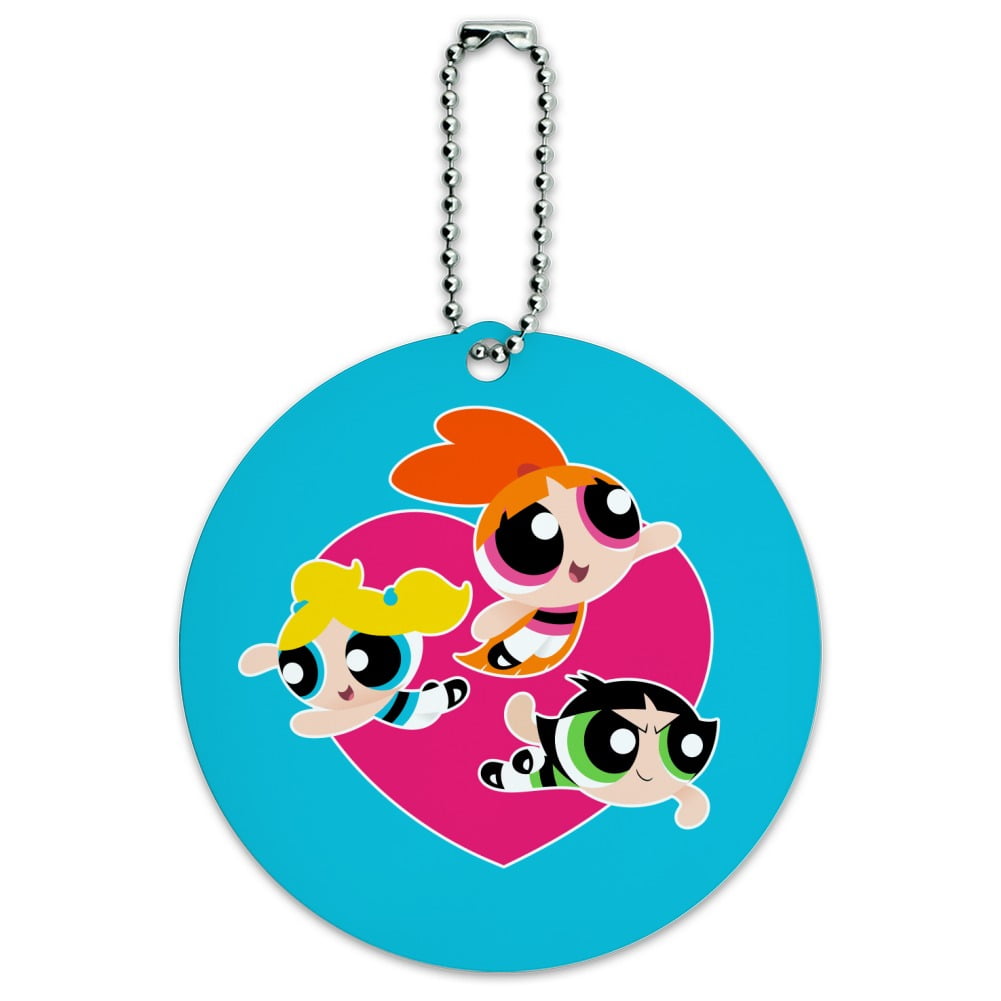 Powerpuff Girls Heart Round Luggage ID Tag Card Suitcase Carry-On ...