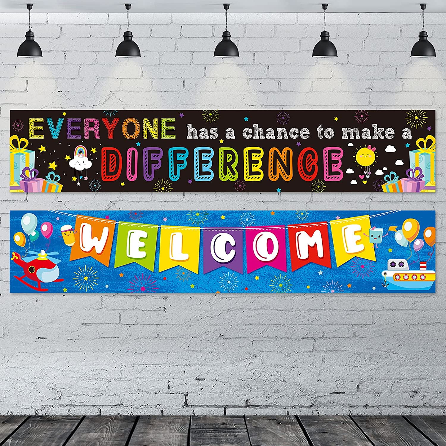 2 Pieces Motivational Classroom Banner Poster, Inspirational Positive ...