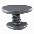 Fory End Table- 22 Inch Asymmetric Stacked Pebble Base- High Gloss Gray ...