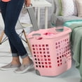 Sterilite Ultra Wheeled Laundry Basket, 1.7 Bushel with Handles, Pink ...