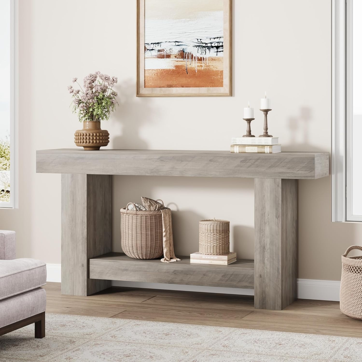 Click here for Qiyun 63 Farmhouse Console Table With 2 Storage Sh... prices