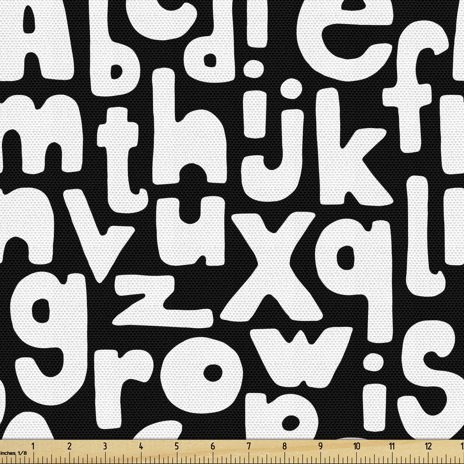 Letters Fabric by the Yard Upholstery, Cartoon Hand Drawn Like Alphabet ...