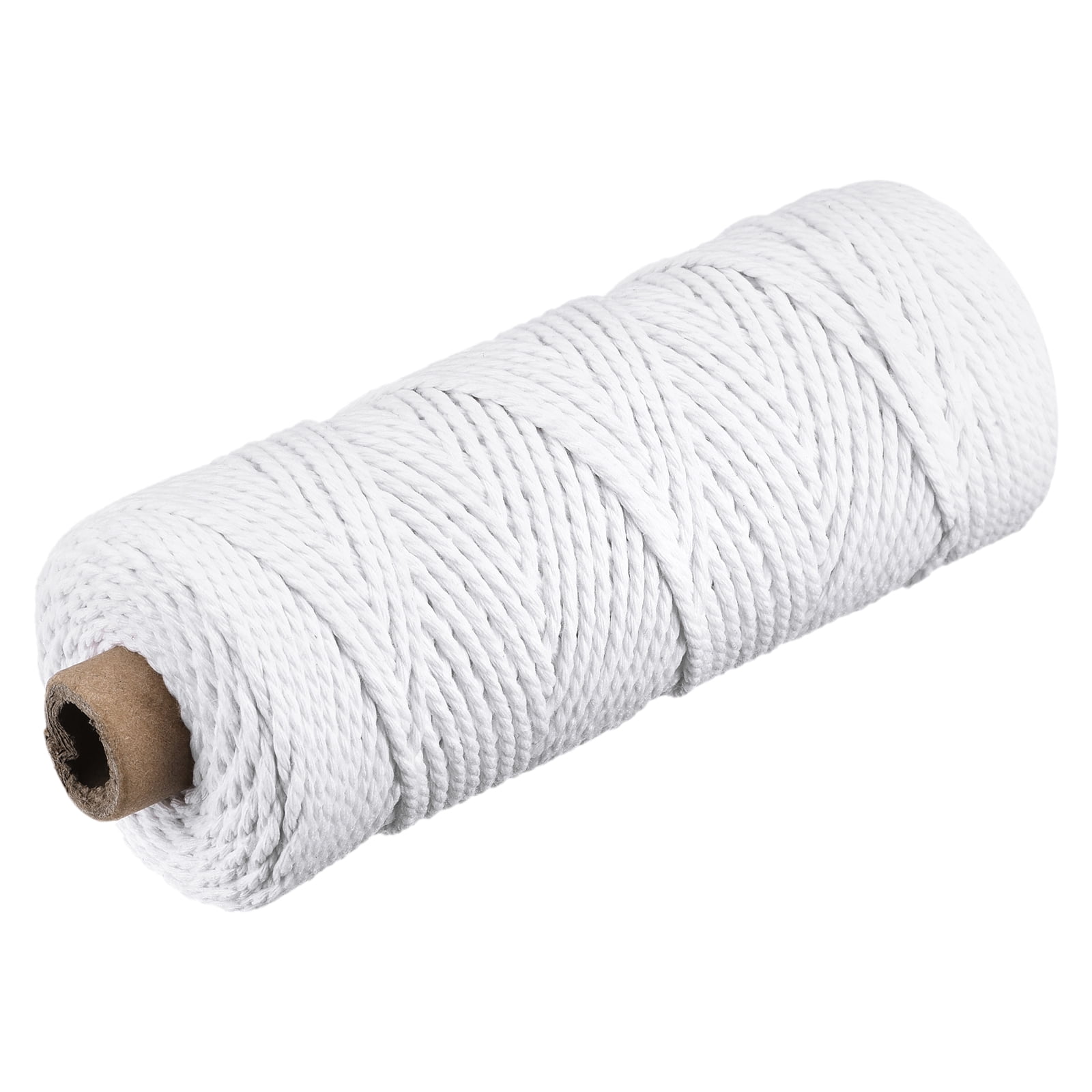Uxcell Cotton Rope Twisted Braided Rope Cord, White 100m/109 Yard 2mm ...