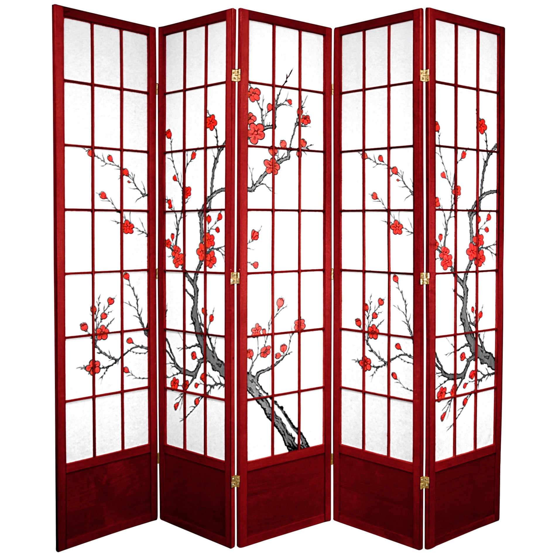 7ft. Tall Traditional Japanese Design Cherry Blossom Screen - Rosewood ...