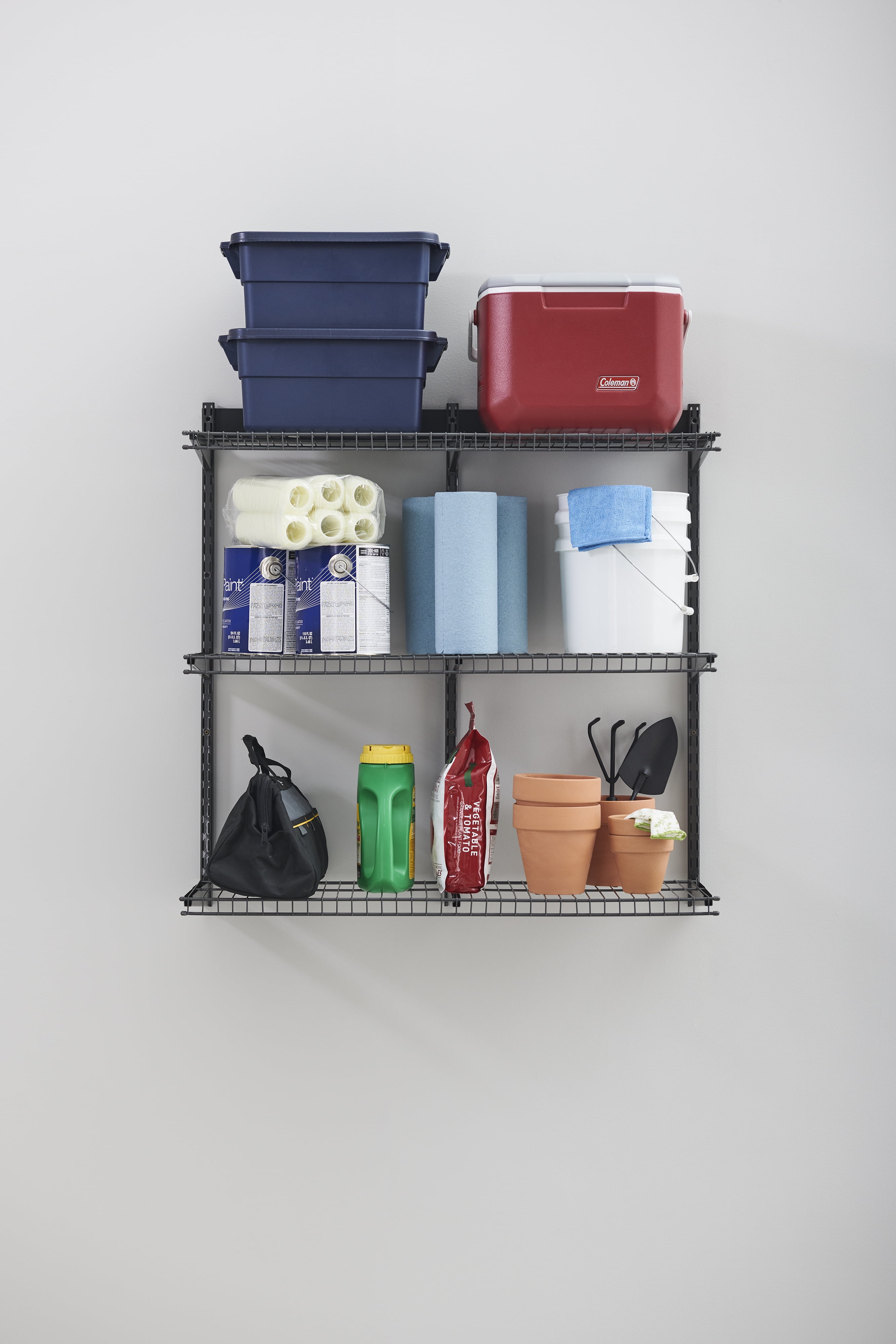Rubbermaid Fast Track Garage Storage All-in-One Rail Shelving Kit, 36 ...