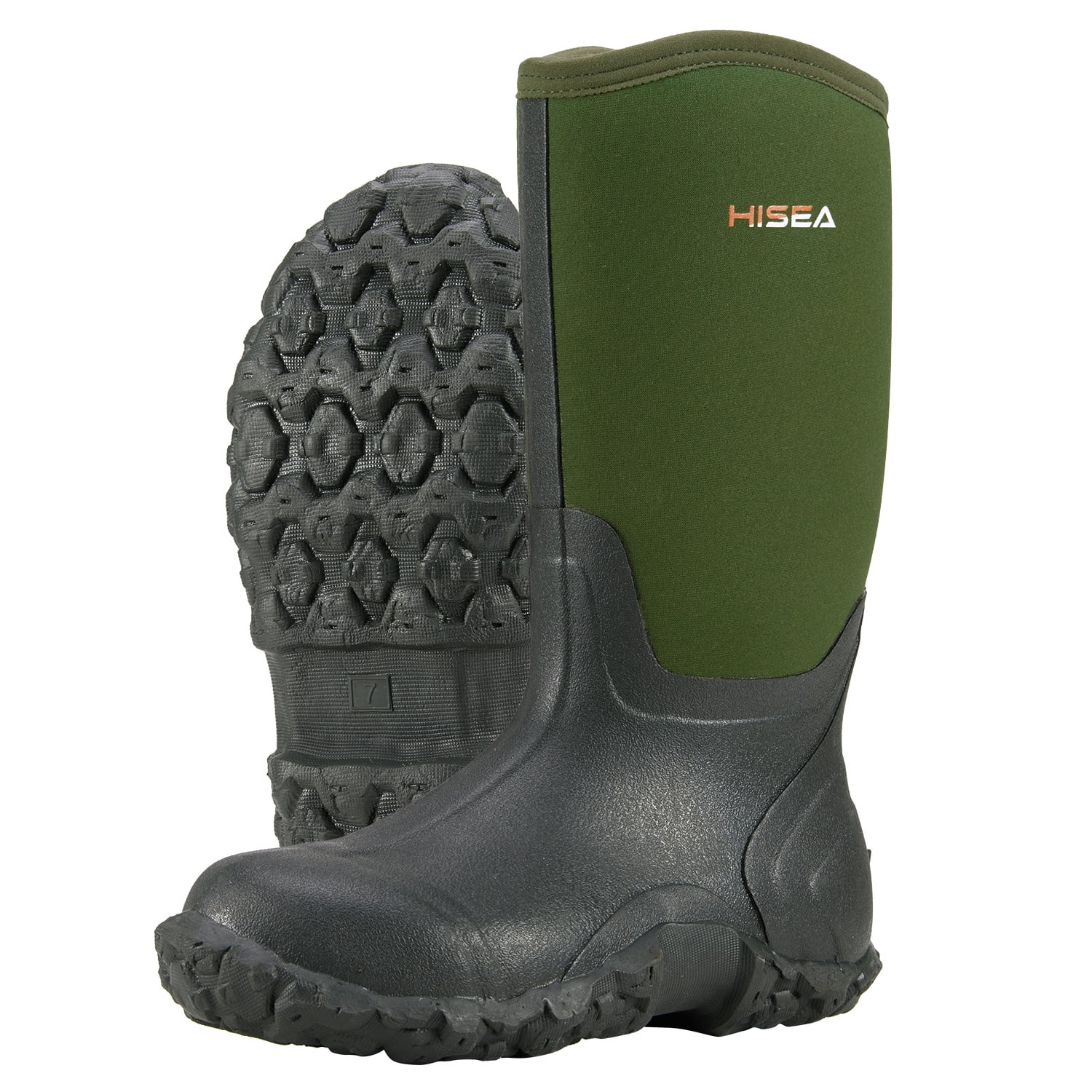HISEA Men's Mid Rain Boots Waterproof Rubber Boots for Men Muck Mud ...