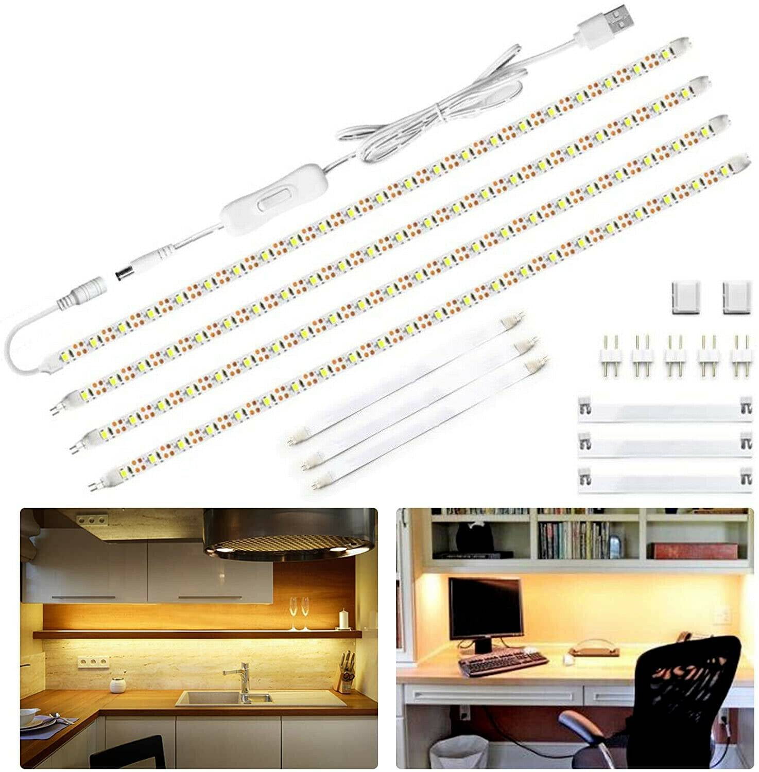 6.56ft/2m LED Light Strip Soft Warm White Kitchen Cabinet Shelf USB ...