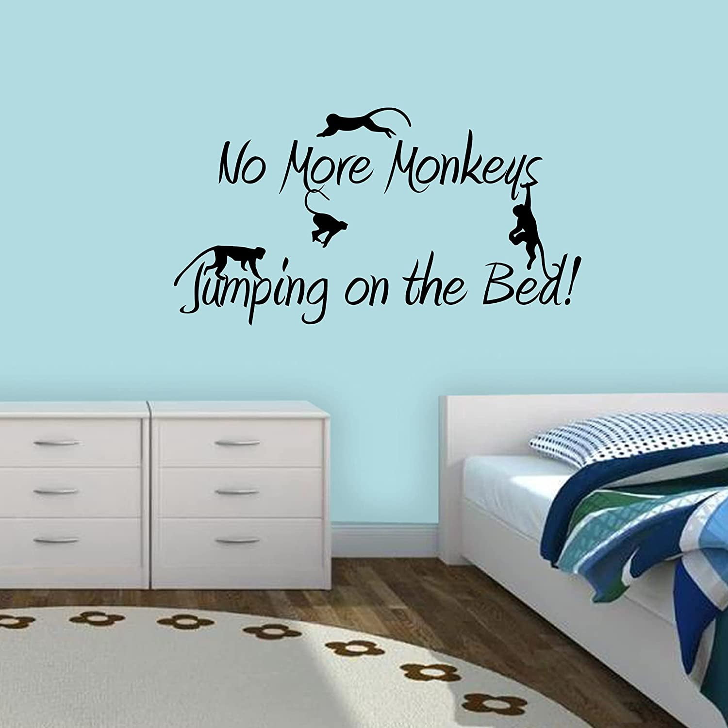 VWAQ No More Monkeys Jumping On The Bed Vinyl Wall Decal Kids Room ...