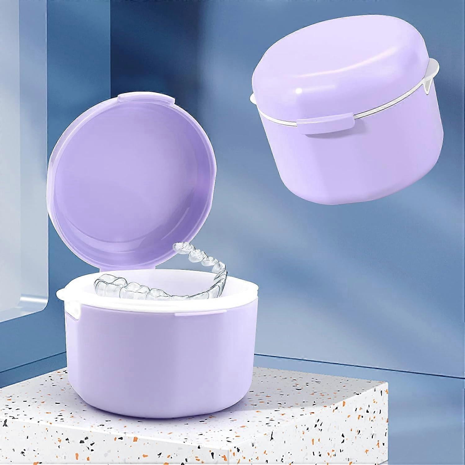 Portable Bath Box Double Layer Denture Box Denture Storage Container ...