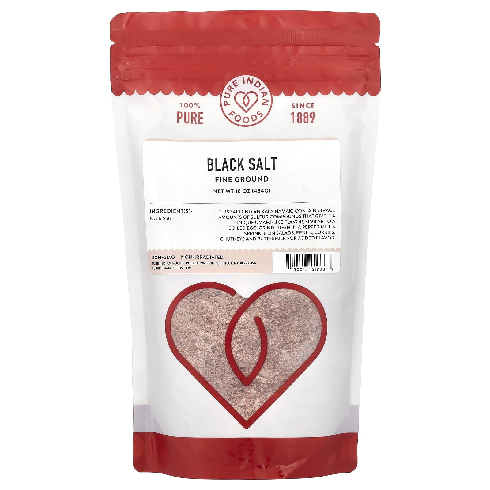 Sal culinaria Pure Indian Foods, sal negra molida fina, 454 g | Bodega ...