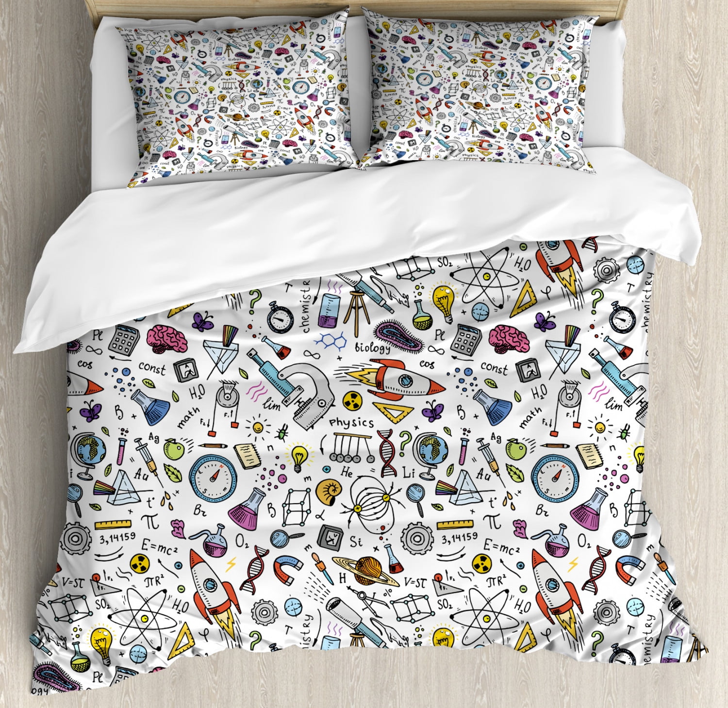 Science Duvet Cover Set, Science Pattern Formulas Laboratory Elements ...