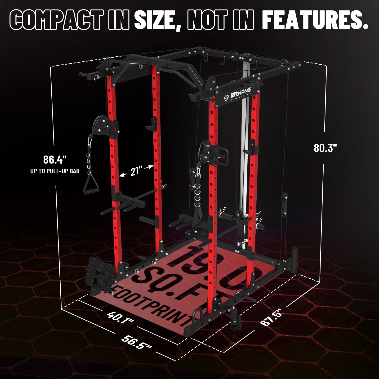 Mikolo Power Rack Cage with Cable Crossover Machine for Home Gym in ...