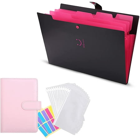 File Folder+12pcs Binder Pockets with PU Leather 6 Ring Binder ...
