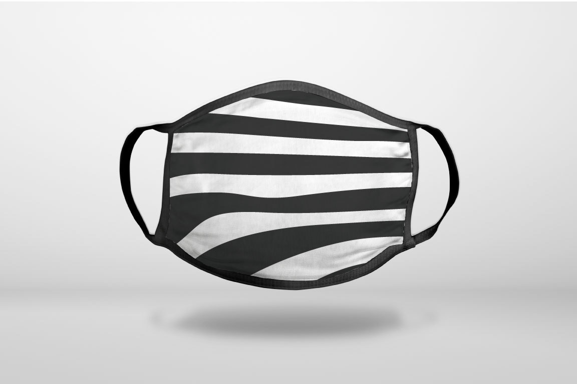 Black & Clear Zebra Stripes - 3-Ply Reusable Soft Face Mask Covering ...