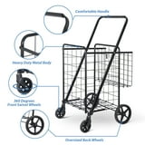 HomGarden Foldable Shopping Cart with Extra Basket & Durable Wheels ...