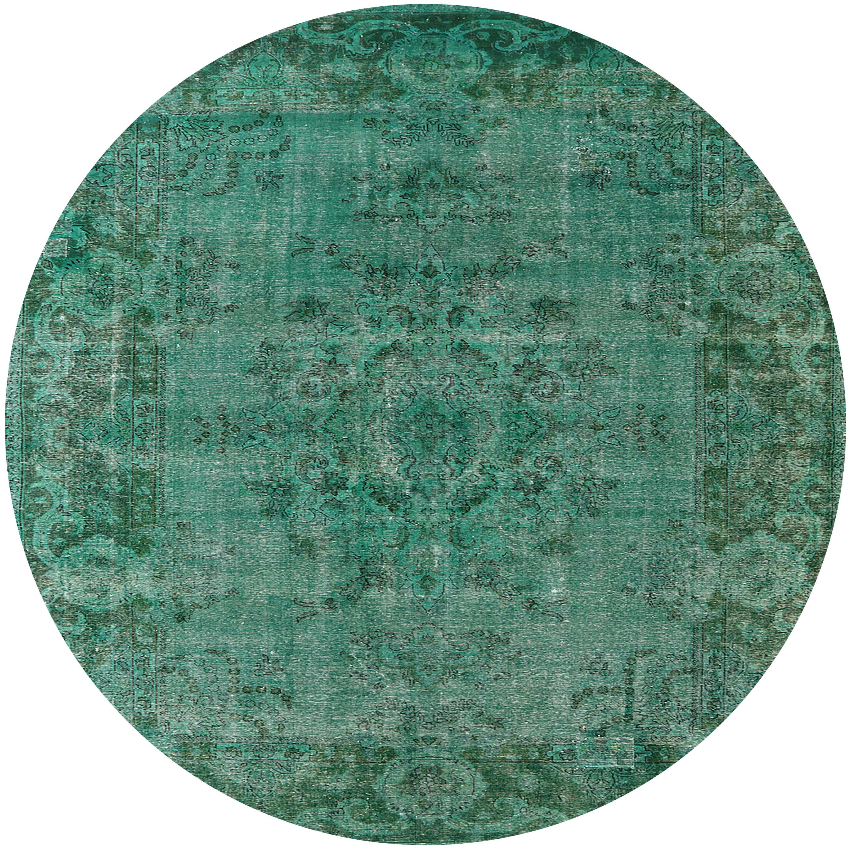 Ahgly Company Indoor Round Mid-Century Modern Mint Green Oriental Area ...