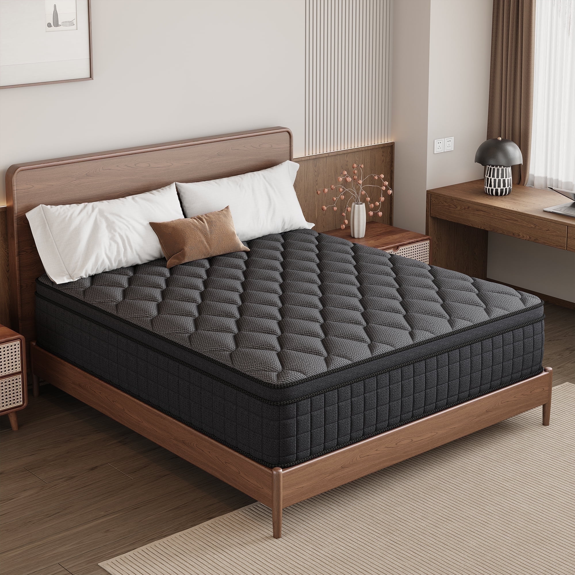 gunugu 12 inch Queen Hybrid Mattress in a Box, Cooling Gel Memory Foam ...