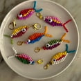 Colorful Beaded Fish Shape Keychain with Rotating Lobster Claws Clip ...