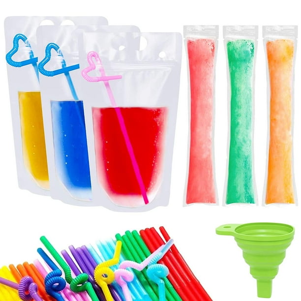 160 Pcs Zipper Clear Drink Pouches And Disposable Popsicle Bags, 100 ...