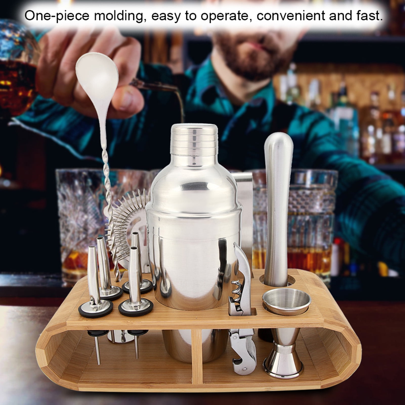 Kit de barman Mixology con soporte, juego de coctelera de cóctel de 11 ...