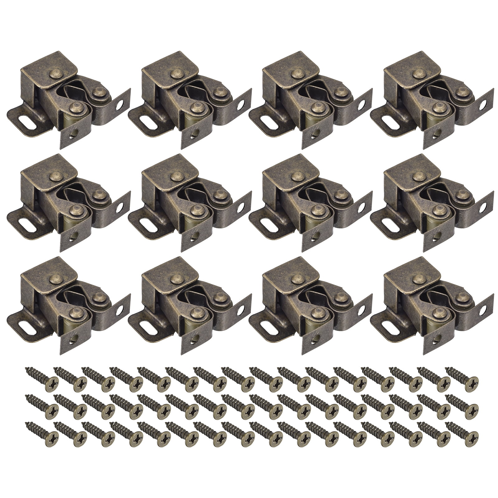 Uxcell 12 Set Doble Pestillo de Rodillo para Puerta de Armario, Bronce ...