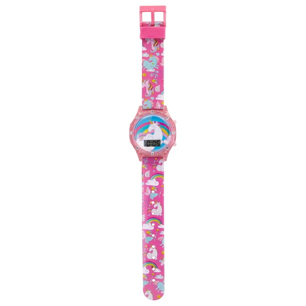 Wondernation 14722M-40-F01 Round Unicorn LCD Dial Female Kids Watch ...