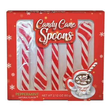 Candy Cane Spoon Bundle - 6 Peppermint Flavored Edible Peppermint ...
