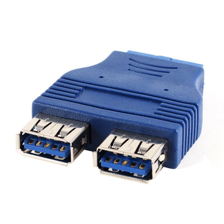 Blue Motherboard Dual USB 3.0 A Female to 20pin Header Female Converter ...