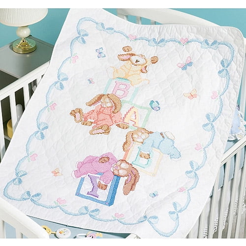 Sleepy Bunnies Quilt Stamped Cross Stitch Kit-34"X43" - Walmart.com