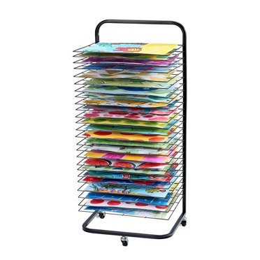 MEEDEN Wood Large Print Rack, Artist Storage Rack with Castors, Art ...