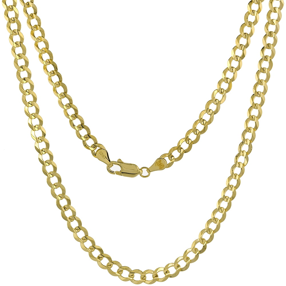 10k Solid Yellow Italian Gold Curb Link Chain Necklace Cadena de Oro 4 ...